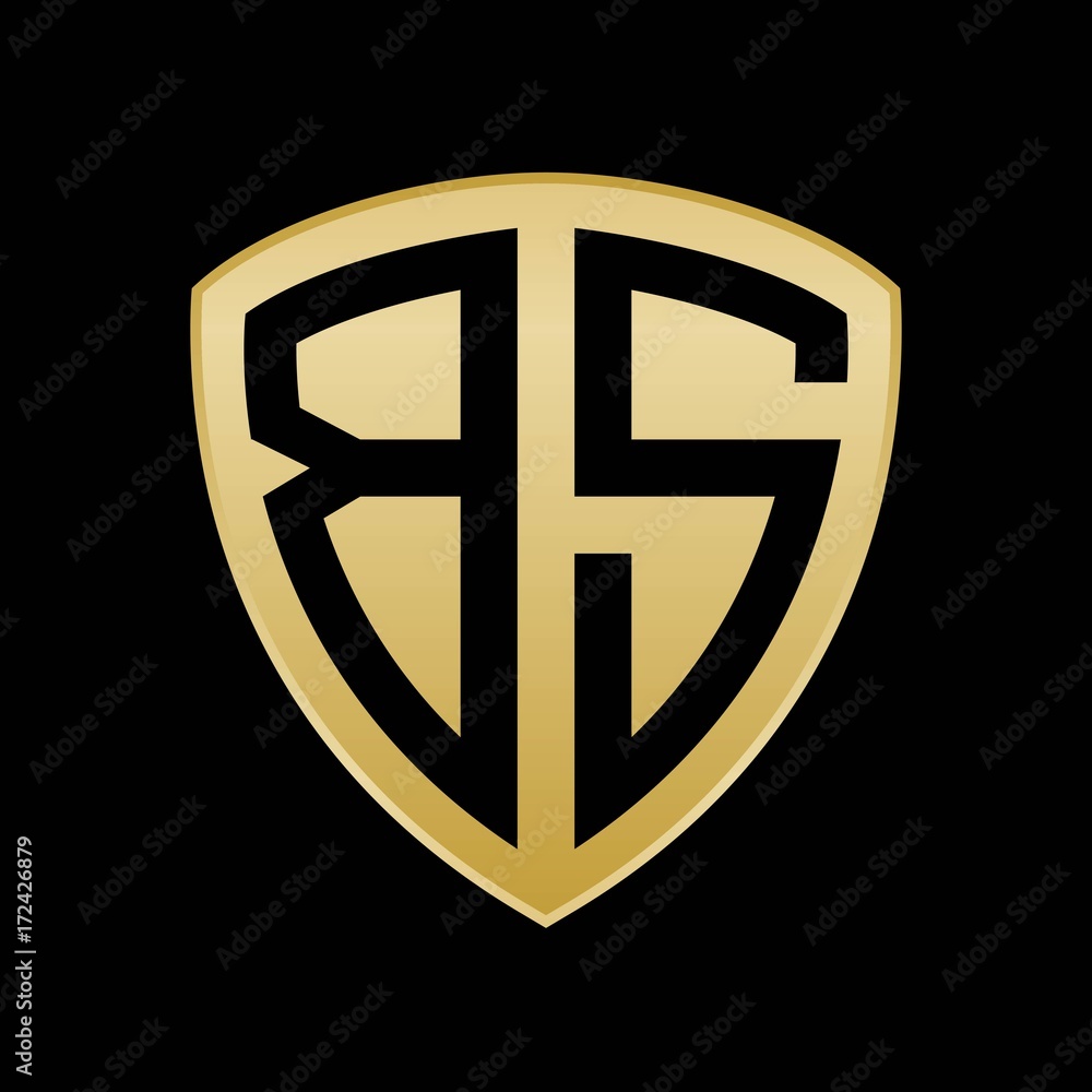 Initial letters logo bs gold monogram shield shape vector Stock Vector ...