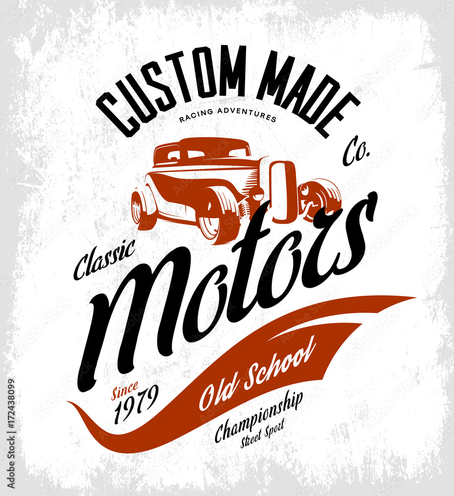 Vintage custom hot rod motors vector logo concept isolated on white ...