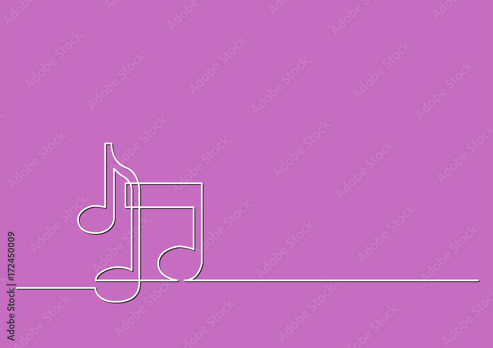 one line drawing of isolated vector object - music notes Stock Vector ...