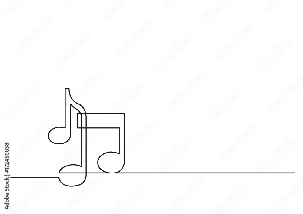one line drawing of isolated vector object - music notes Stock Vector ...