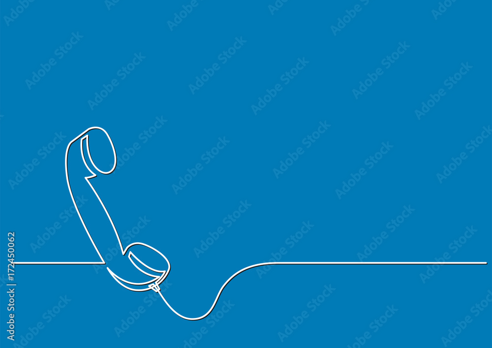 one line drawing of isolated vector object - phone receiver Stock ...