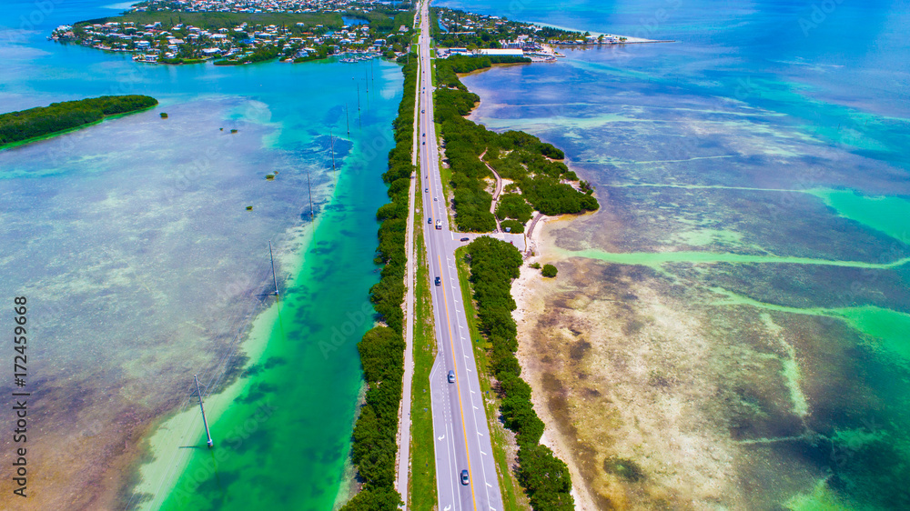 Road to Key West over seas and islands, Florida keys, USA. Stock Photo ...