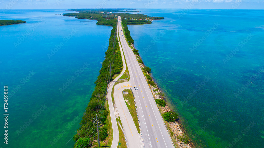 Road to Key West over seas and islands, Florida keys, USA. Stock Photo ...