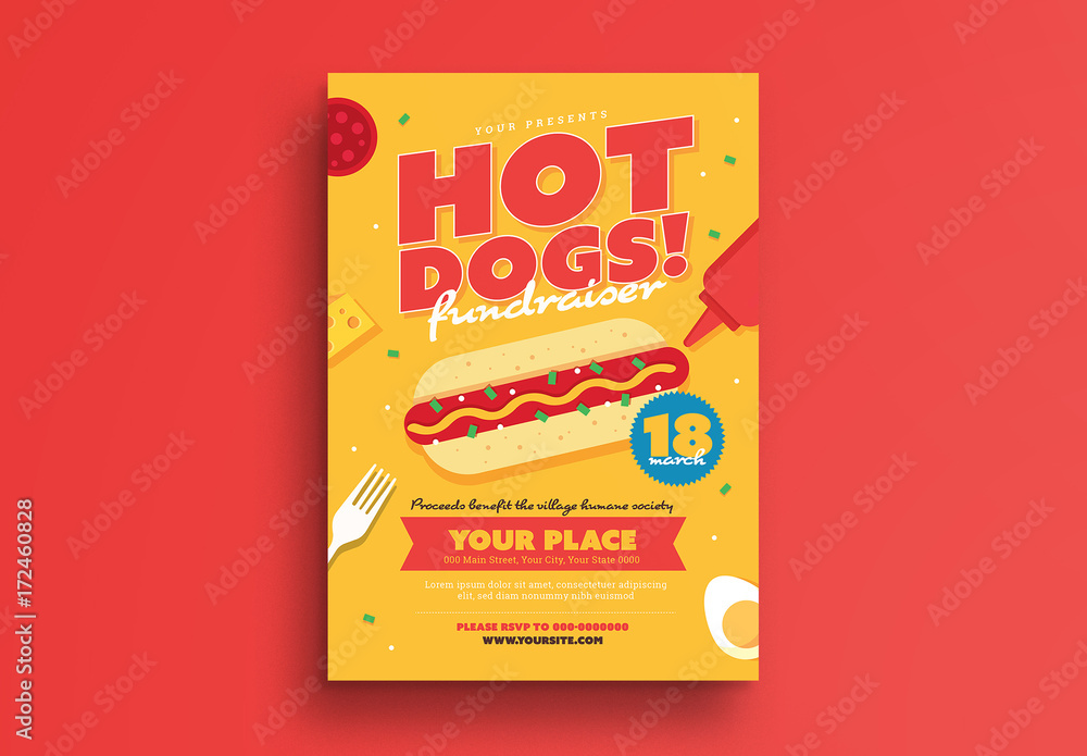 Hot Dog Fundraiser Event Flyer 1 Stock Template | Adobe Stock