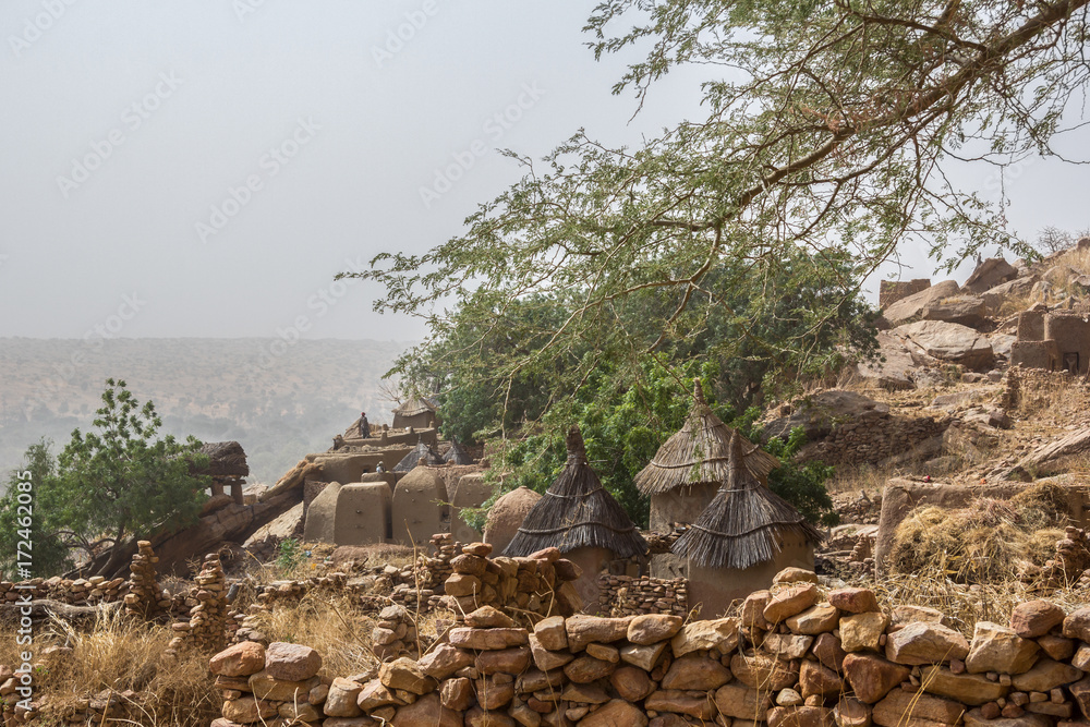 Dogon buildings in the Bandiagara Escarpment in the sahel of Mali Stock ...