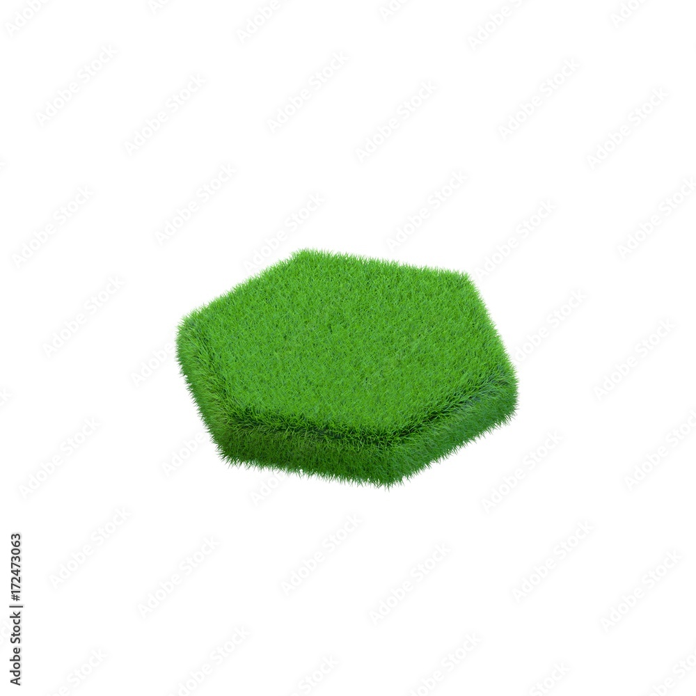 Patch of grass in form of hexagon. 3d isometric style. Stock ...