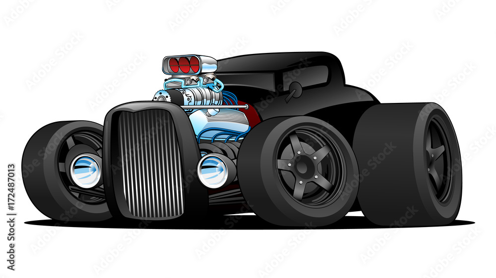 Hot Rod Vintage Coupe Custom Car Cartoon Vector Illustration Stock ...