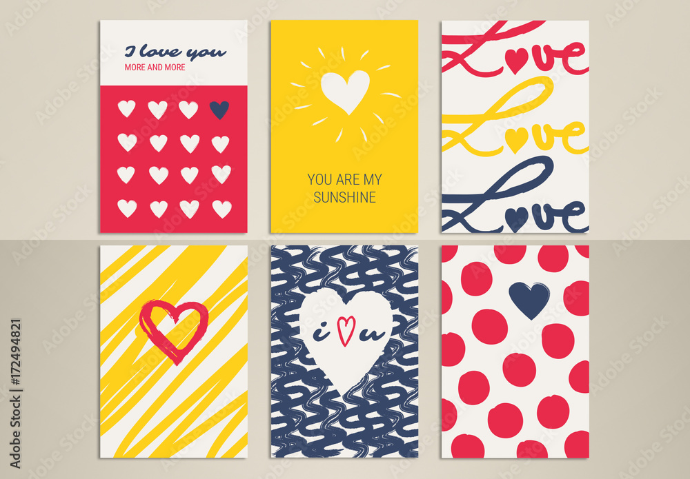 Romantic Greeting Card Set Stock Template | Adobe Stock