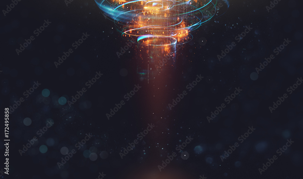 Abstract tech background. Floating Numbers HUD Background. Matrix particles grid virtual reality ...