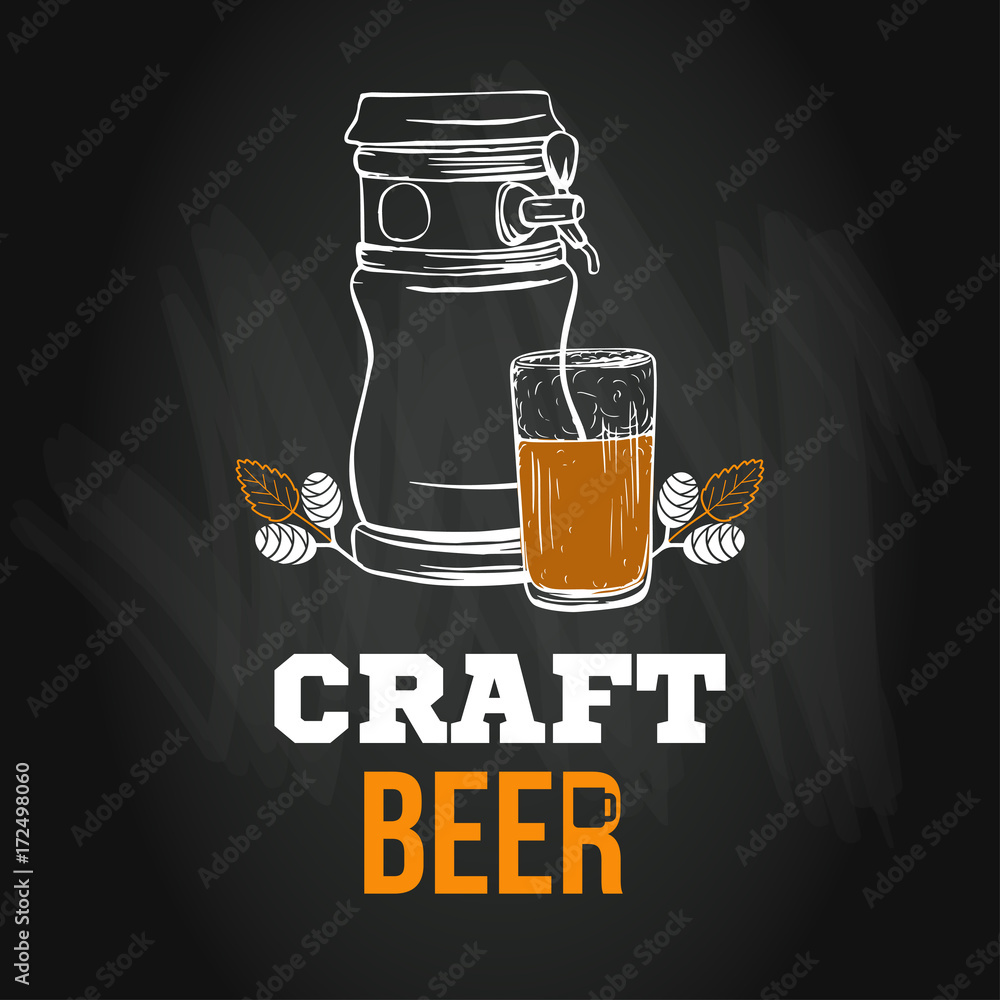 Beer menu logo or emblem template in sketch hand drawn style on ...