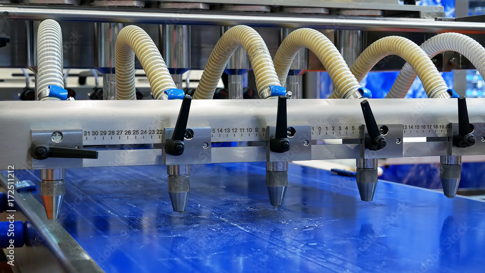 Food factory automated robotic machine. Conveyor product line for ...