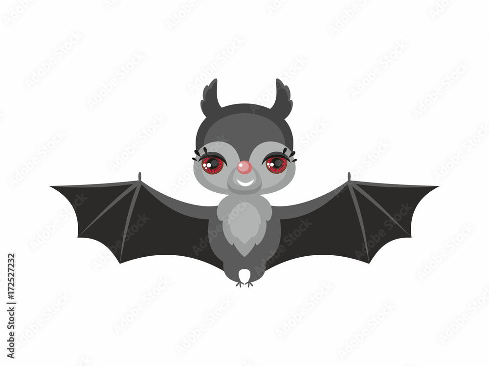Little cute bat in a cartoon style. Children's illustration on white ...