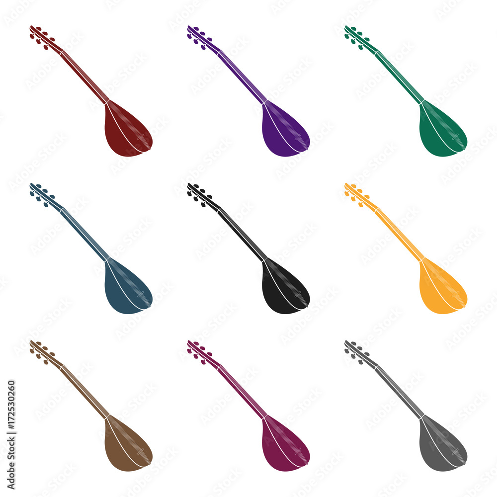 Saz icon in black style isolated on white background. Turkey symbol ...