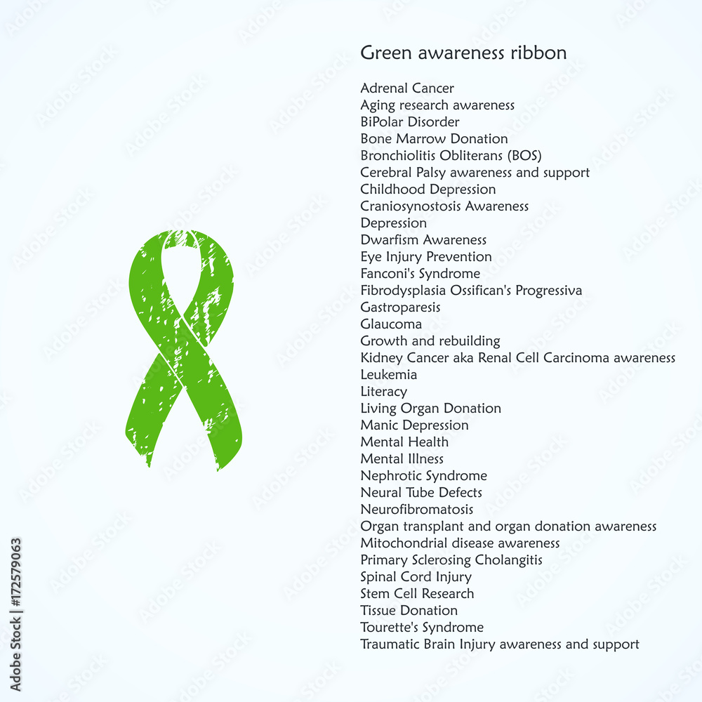 Green painted awareness ribbon. Depression, Gastroparesis, Glaucoma ...