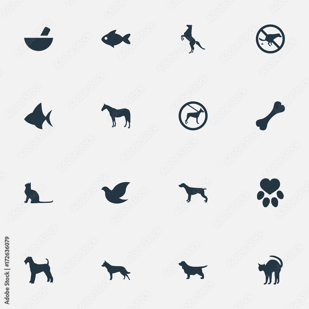 Vector Illustration Set Of Simple Animals Icons. Elements Pigeon, No ...