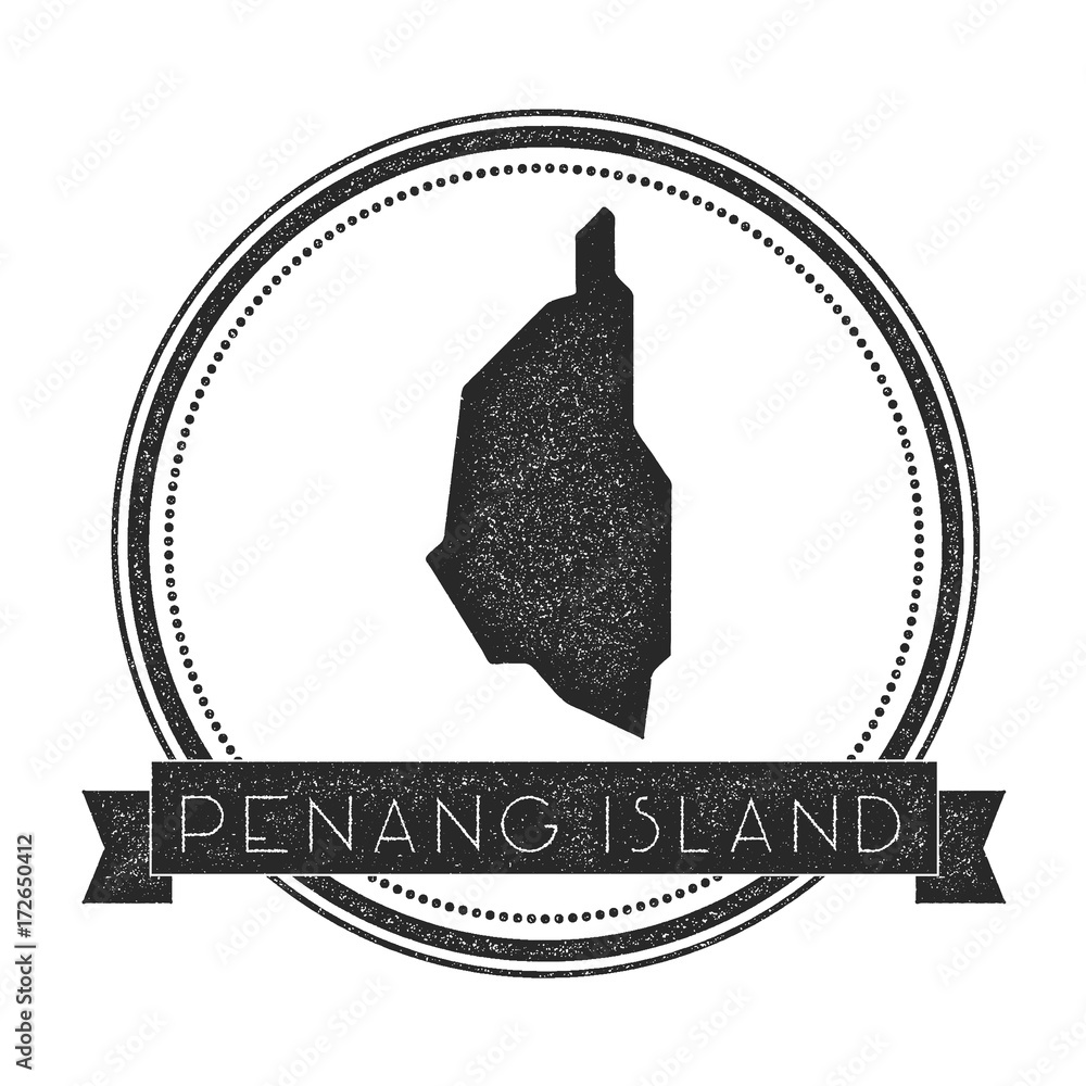 Penang Island map stamp. Retro distressed insignia. Hipster round badge ... Penang Island map stamp. Retro distressed insignia. Hipster round badge ...
