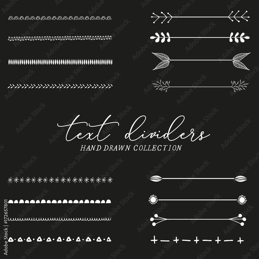 Text dividers hand drawn, branches separators, vector illustration ...