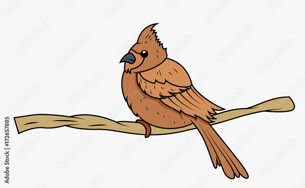 Cartoon Bird on Tree Branch - clip-art vector illustration Stock ベクター ...