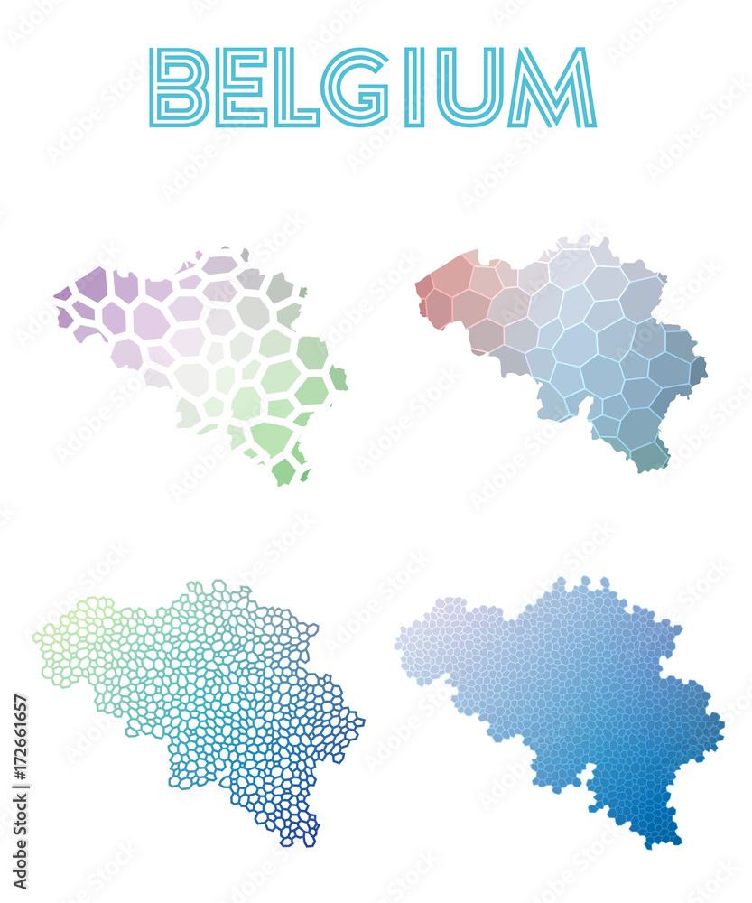 Belgium polygonal map. Mosaic style maps collection. Bright abstract ...