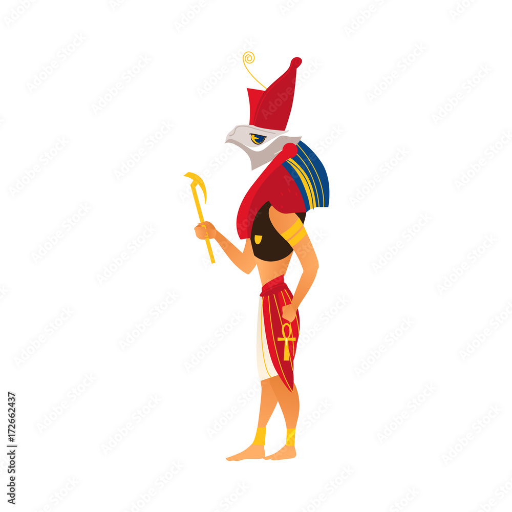 Horus God Of Sky And Kingship In Ancient Egypt Religion Flat Cartoon 5147