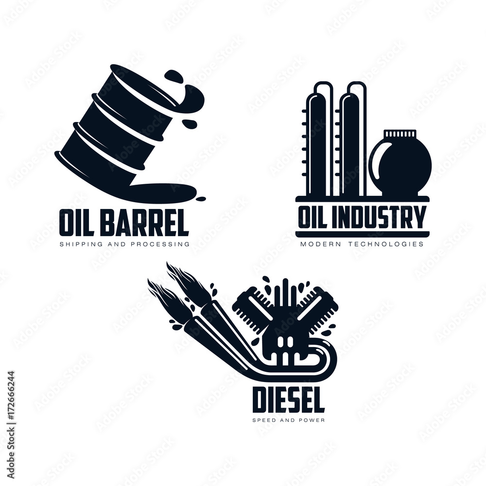 vector diesel gasoline engine with fire from exhaust pipe, oil refinery ...