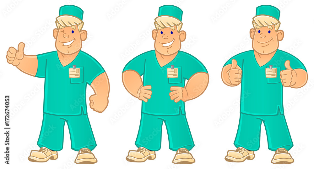 Cartoon old doctor. A set of images. Stock Vector | Adobe Stock