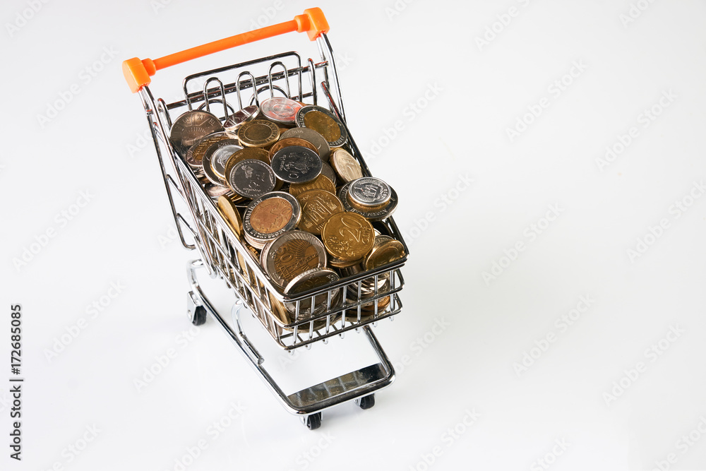 Shopping cart full of coins money Stock Photo | Adobe Stock