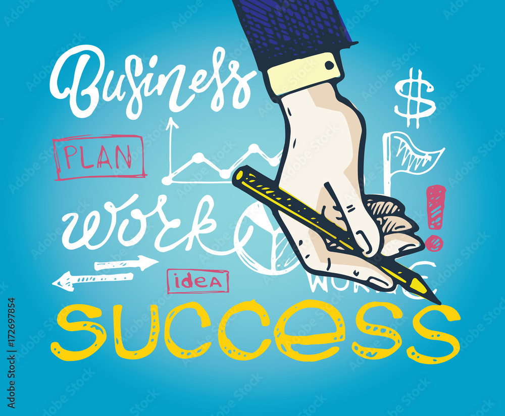 Drawing a line leading to the business success. Business vector concept ...