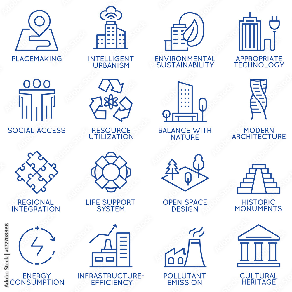 Vector set of thin linear 16 icons related to technology for ...