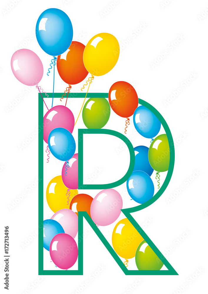 lettera R palloncini compleanno Stock Illustration | Adobe Stock