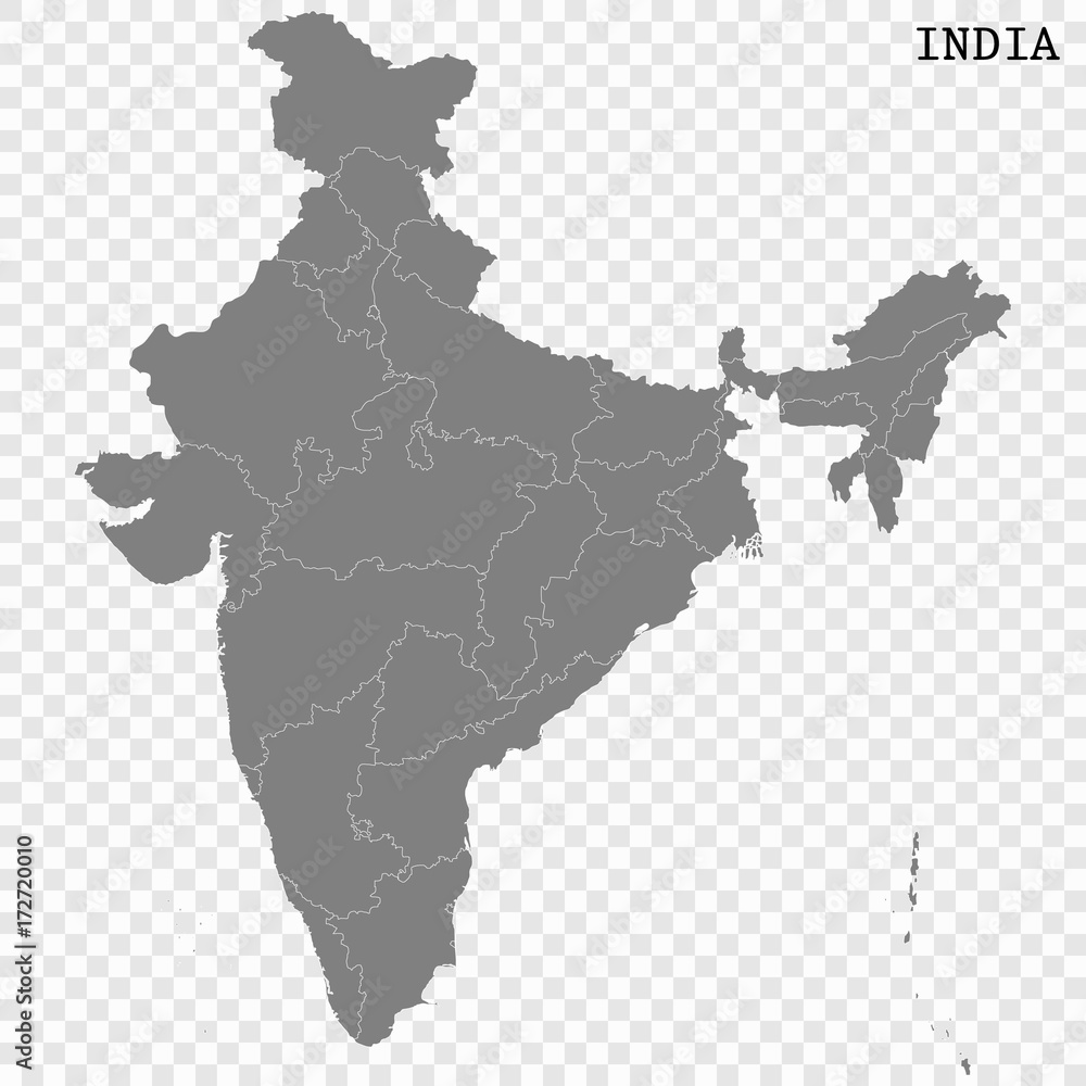 High quality map of India with borders of regions Stock Vector | Adobe ...
