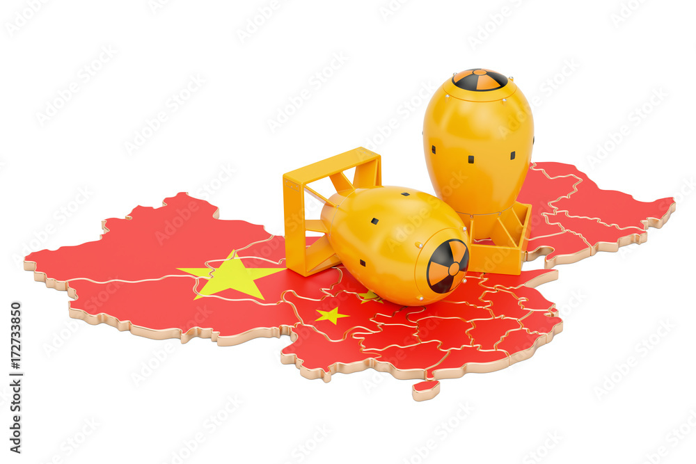 Chinese map with nuclear weapon concept, 3D rendering Stock ...