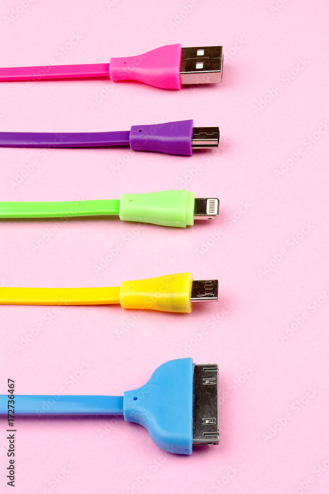 Colorful computer connectors Stock Photo | Adobe Stock