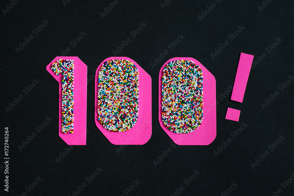 100! made from paper and nonpareils Stock Photo | Adobe Stock