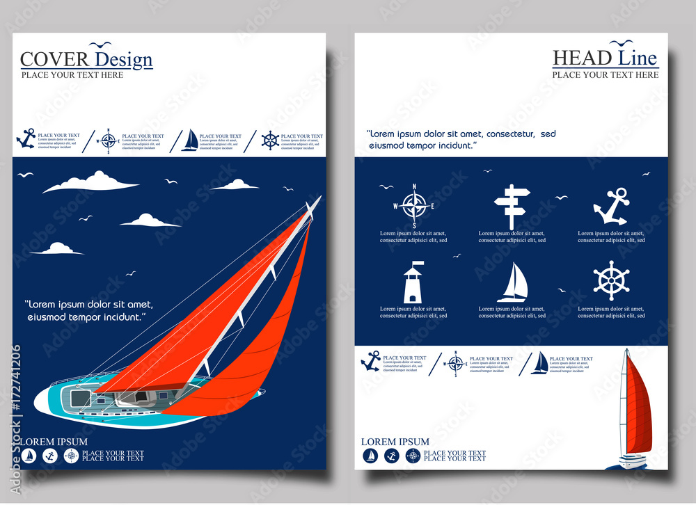 Yacht club flyer design with sail boat Stock Vector | Adobe Stock