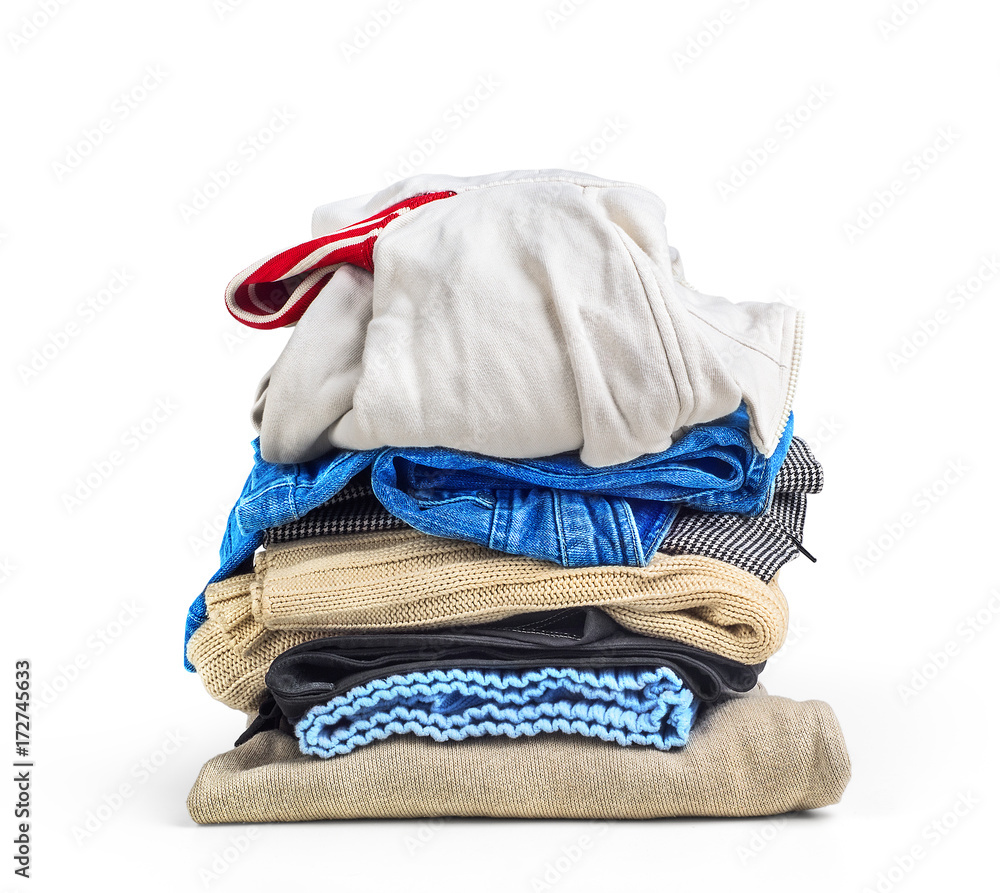 Stack of clothes isolated on a white background Stock Photo | Adobe Stock