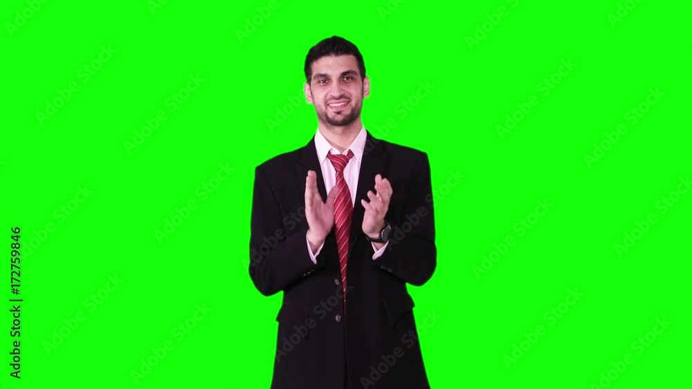 Vidéo Stock Proud Caucasian businessman clapping in the studio while ...