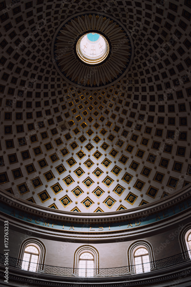 Coffered Dome in Mosta Rotunda in Malta Stock Photo | Adobe Stock