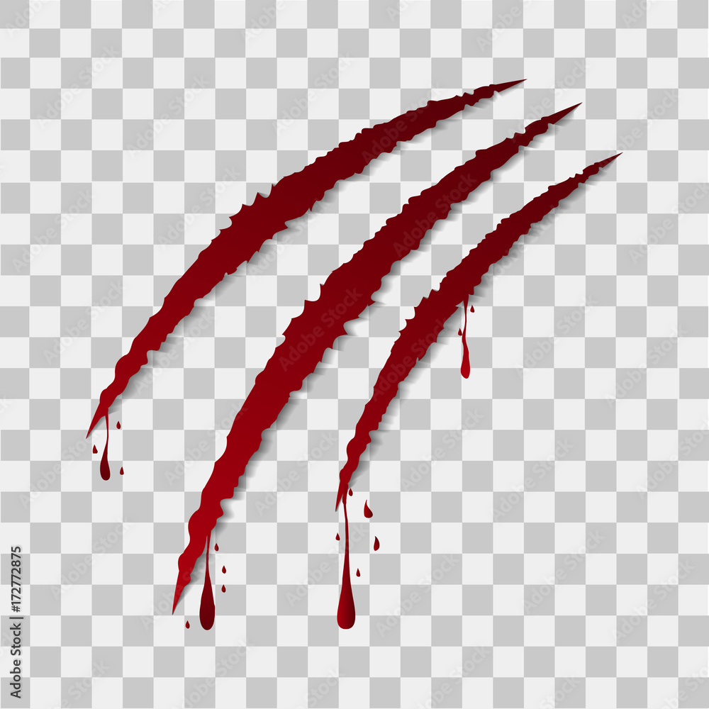 Red claws with blood on transperent background for Halloween. Vector ...