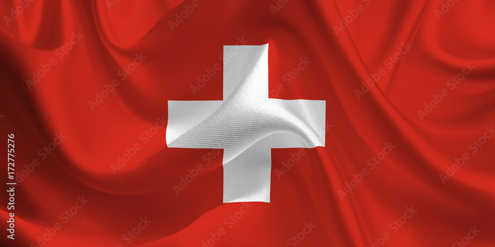Waving flag of the Swiss. Switzeland Flag in the Wind. Swiss National ...