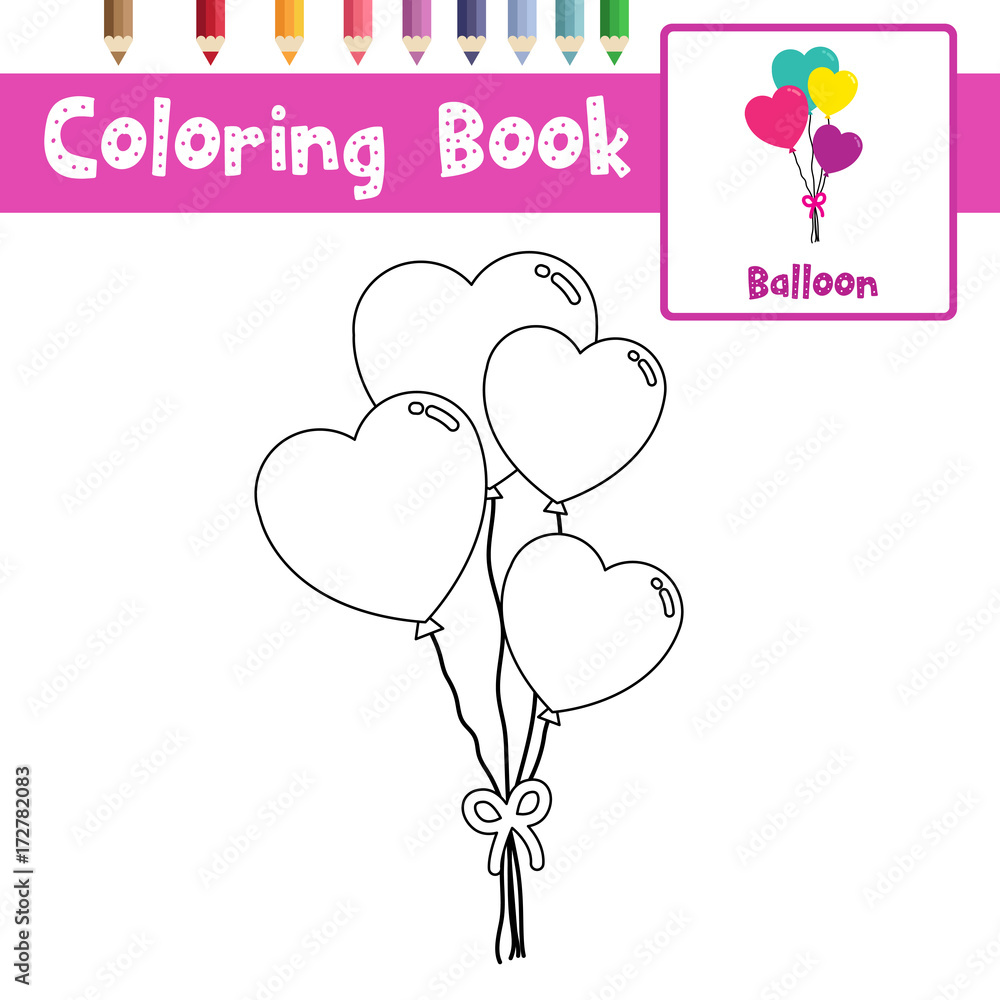 Coloring page of Balloon for preschool kids activity educational ...