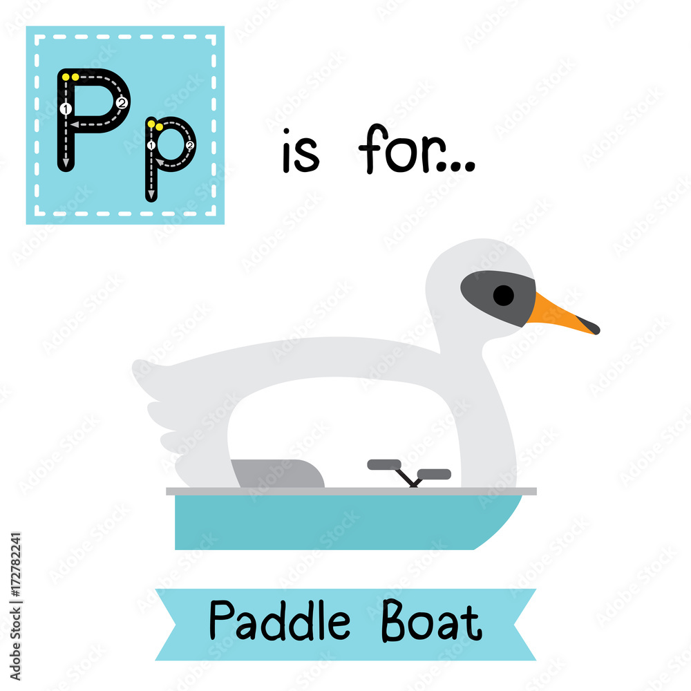 Letter P cute children colorful transportations ABC alphabet tracing ...