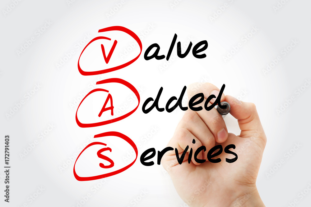 Hand writing VAS - Value Added Services acronym with marker, concept ...