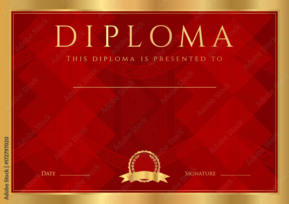 Diploma, Certificate of completion (abstract design template ...