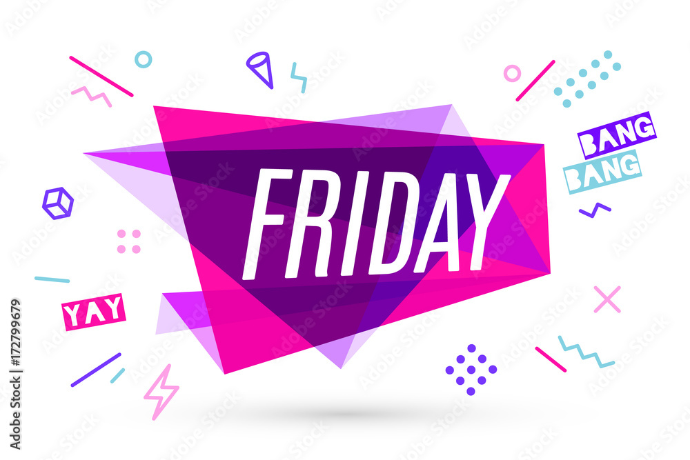 Ribbon banner with text Friday for emotion, motivation, positive. Hand ...