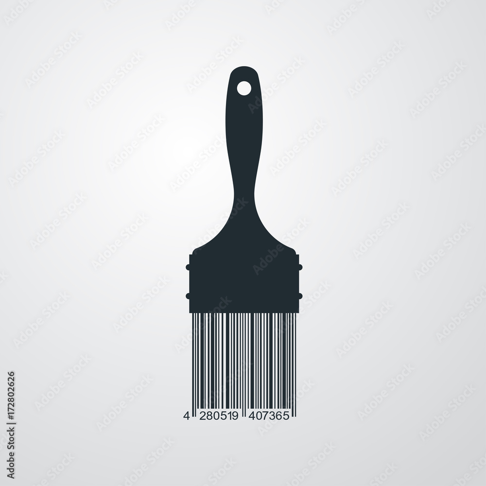 Icono plano codigo de barras brocha en fondo degradado Stock Vector ...
