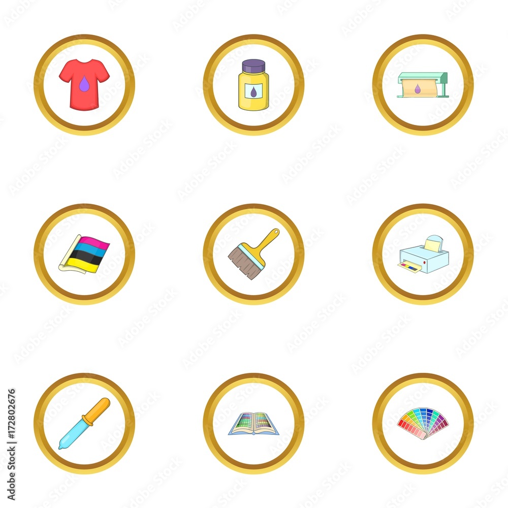 Printing service icons set, cartoon style Stock Vector | Adobe Stock