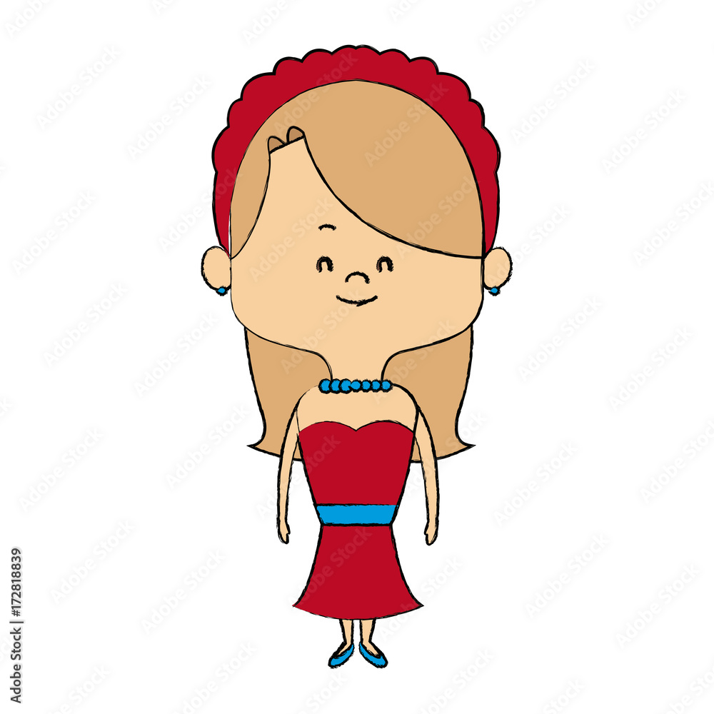 cute cartoon woman pretty elegant clothes vector illustration Stock ...