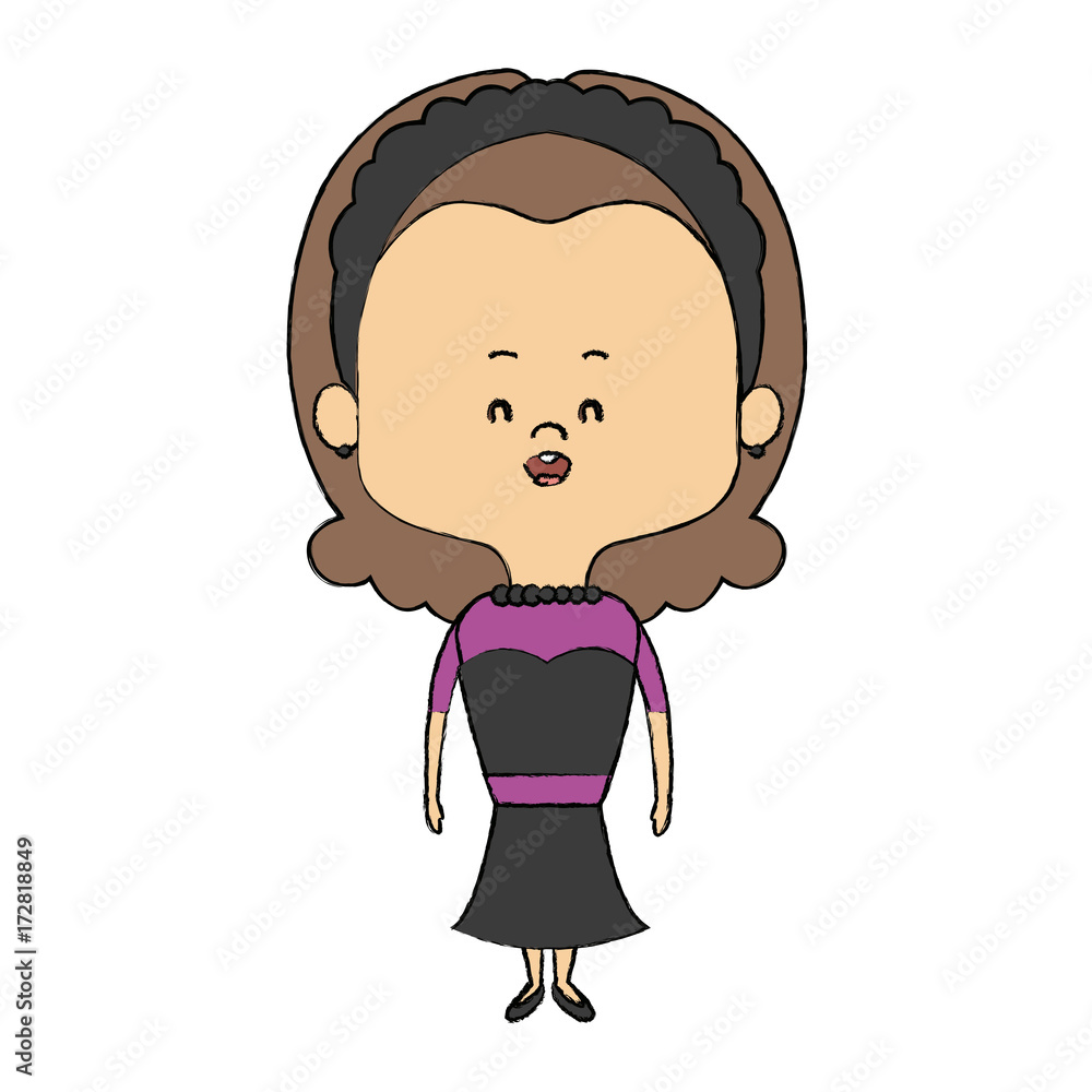 cute cartoon woman pretty elegant clothes vector illustration Stock ...
