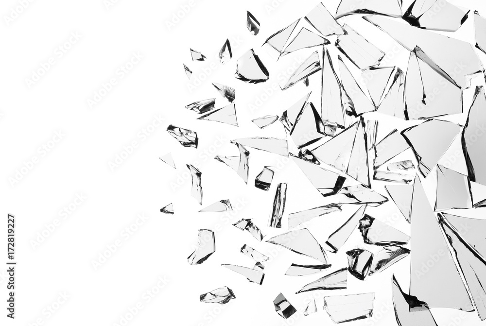 Broken glass on white background , texture decoration backdrop object ...